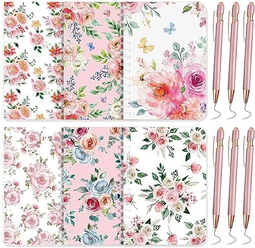 Amazon.com : Yeaqee 12 Pcs Spiral Notebooks and Pen Set, 6 A5 College ...