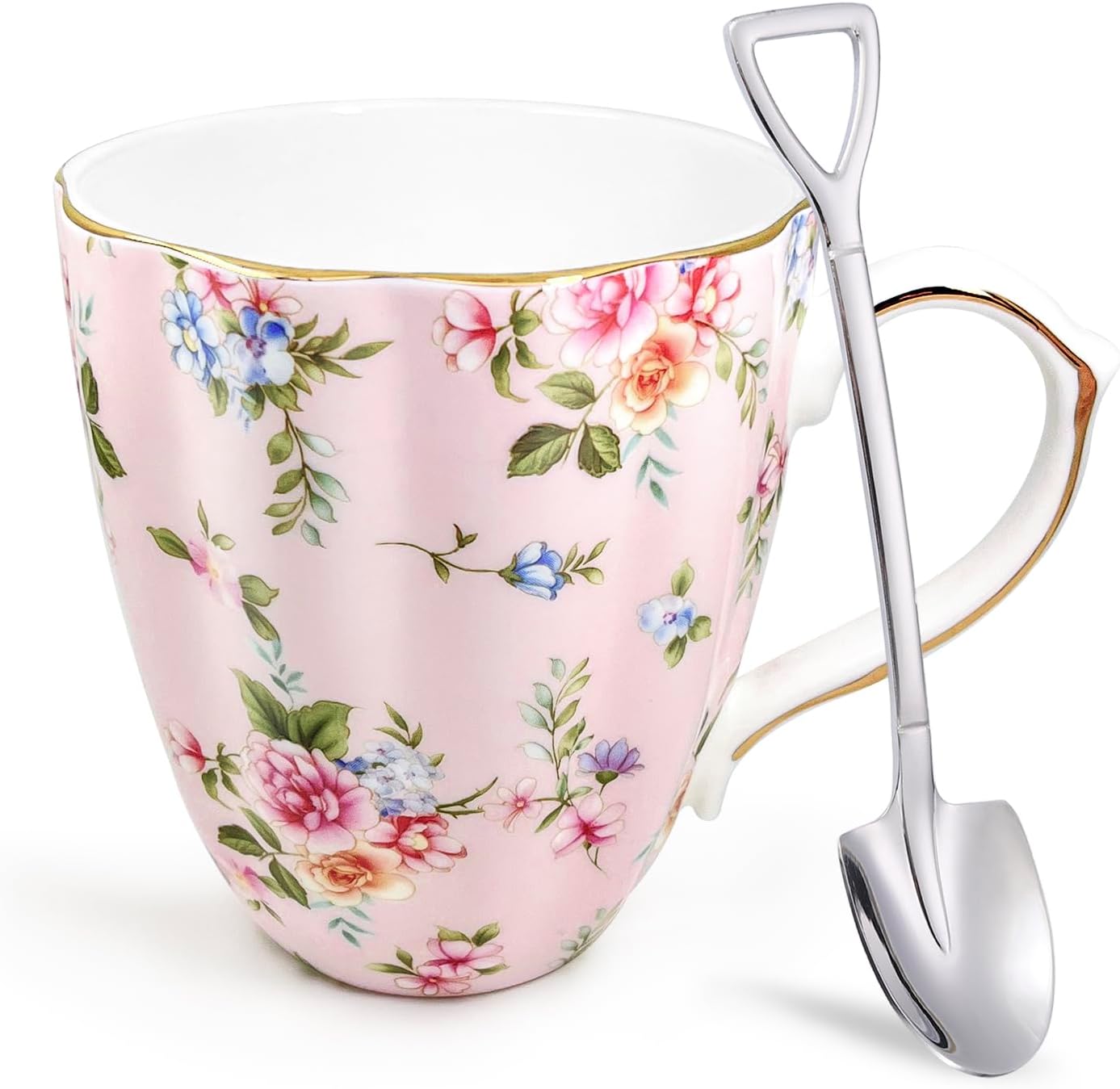 Amazon.com | TEVLAUXO mug set,bone china coffee cups,with gold trim ...