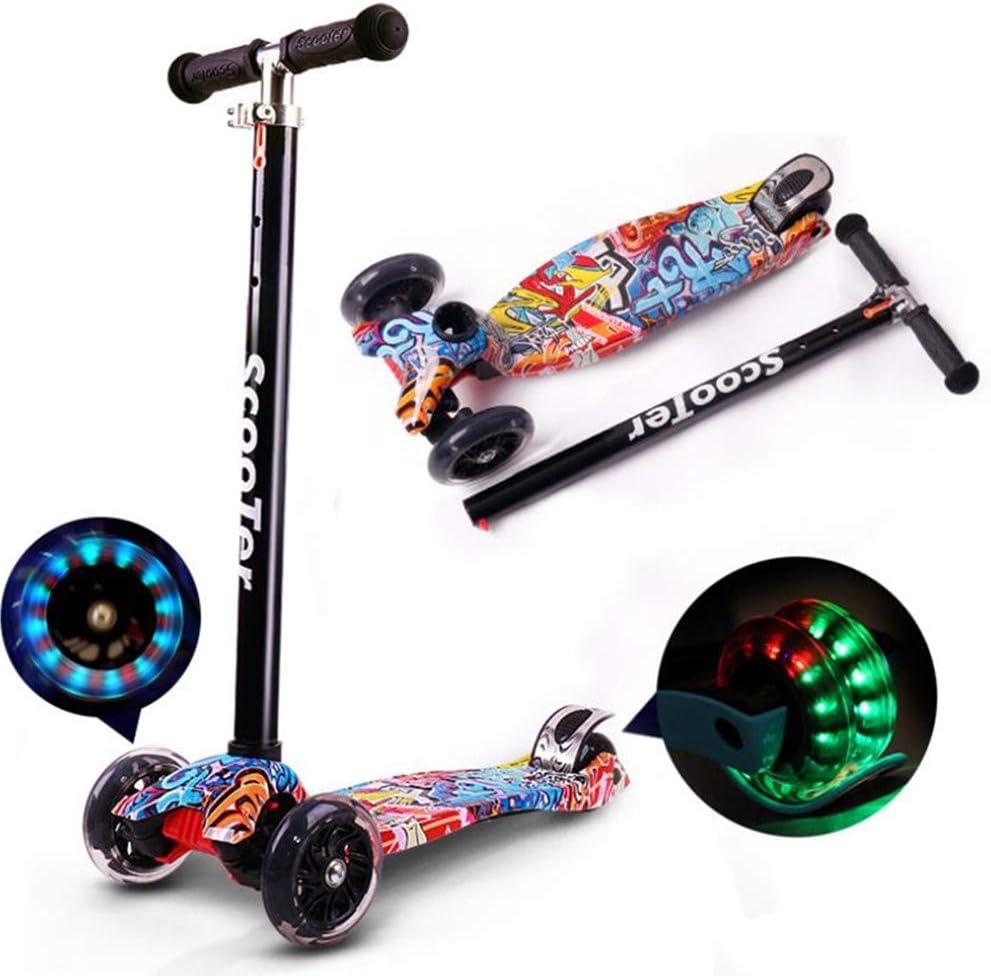 AM ANNA Kids Scooter 3 Wheel Mini Adjustable Kick Scooter with LED ...