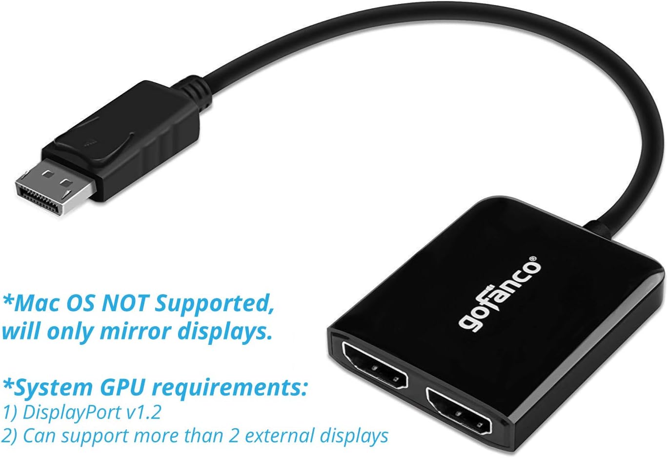 Amazon.com: gofanco Mini DisplayPort to Dual HDMI MST Hub - mDP 1.2 to ...