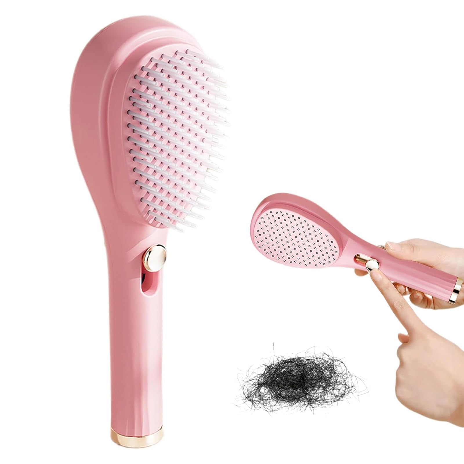 Buy Retractable Hair Brush with Self-Cleaning Bristles - Ergonomic ...