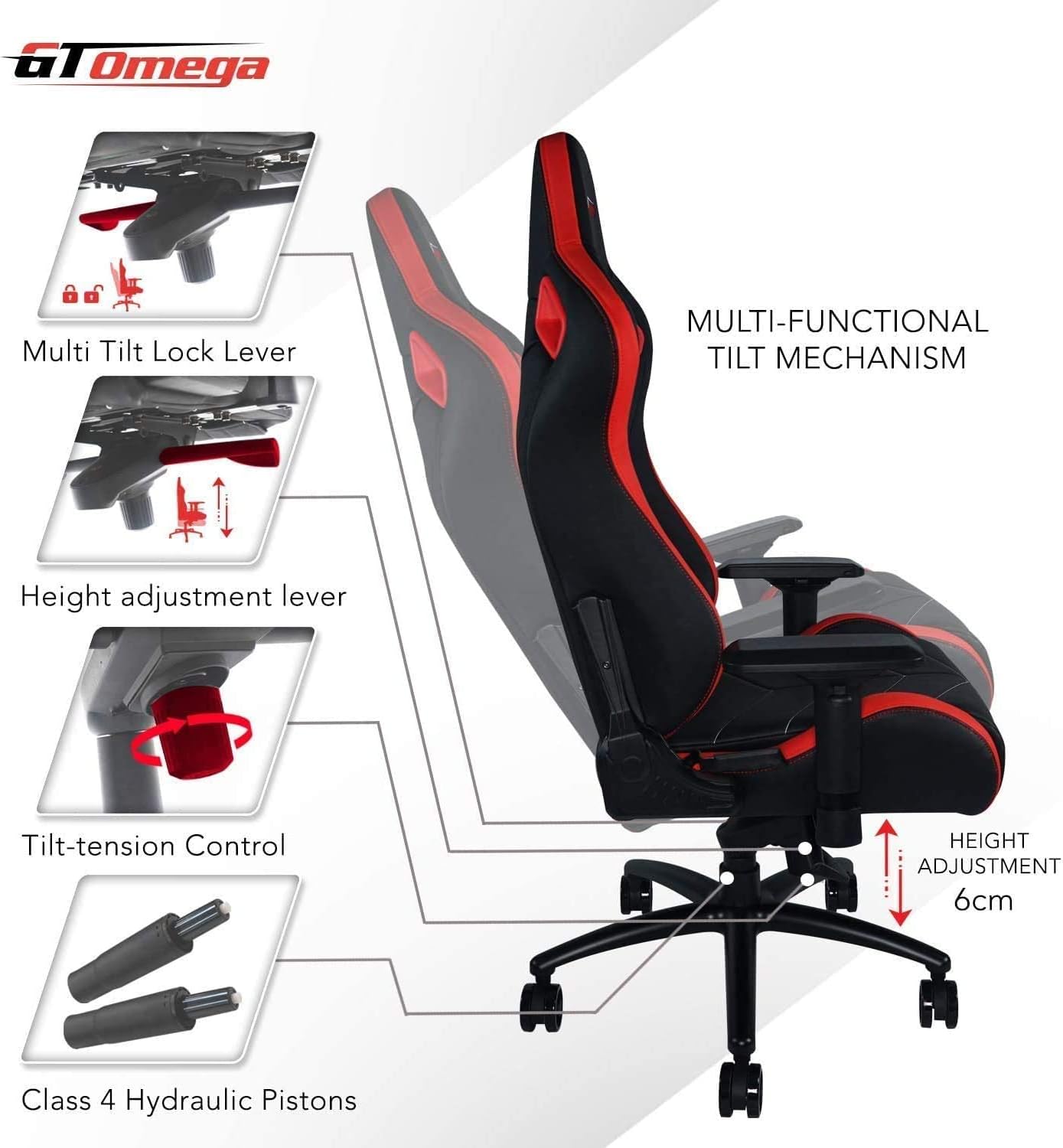 Buy GT OMEGA SPORT Racing Gaming Chair with Lumbar Support - Ergonomic ...