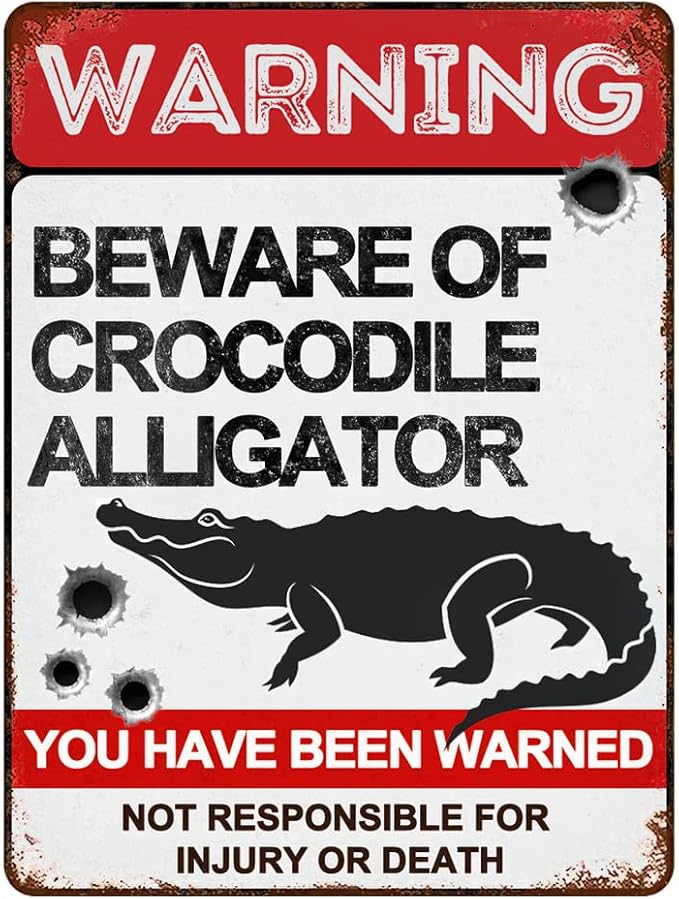 Amazon.com : BAIWIFE Beware of Crocodile Signs 8"x12" Vintage Metal ...