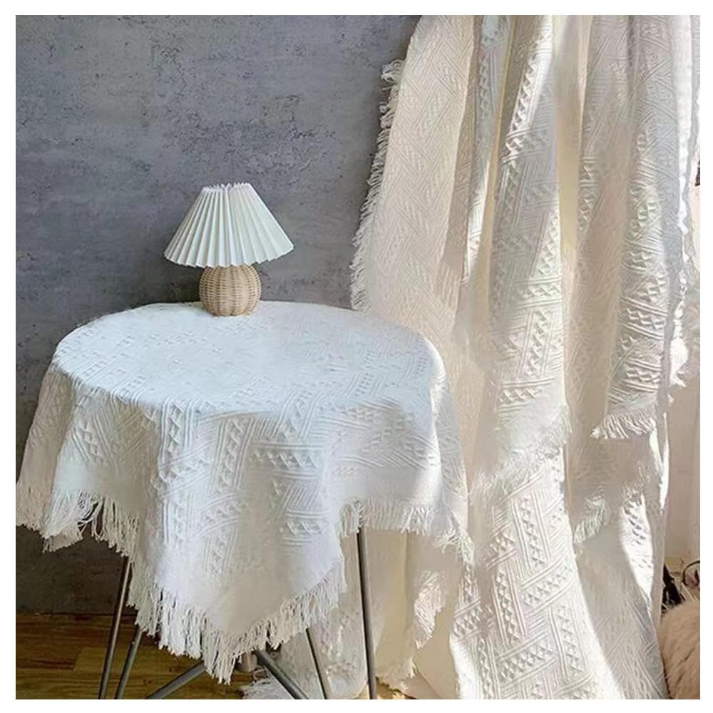 Amazon.com: abobo LIFESTYLE Creamy White Heavy Cotton Tablecloth Square ...