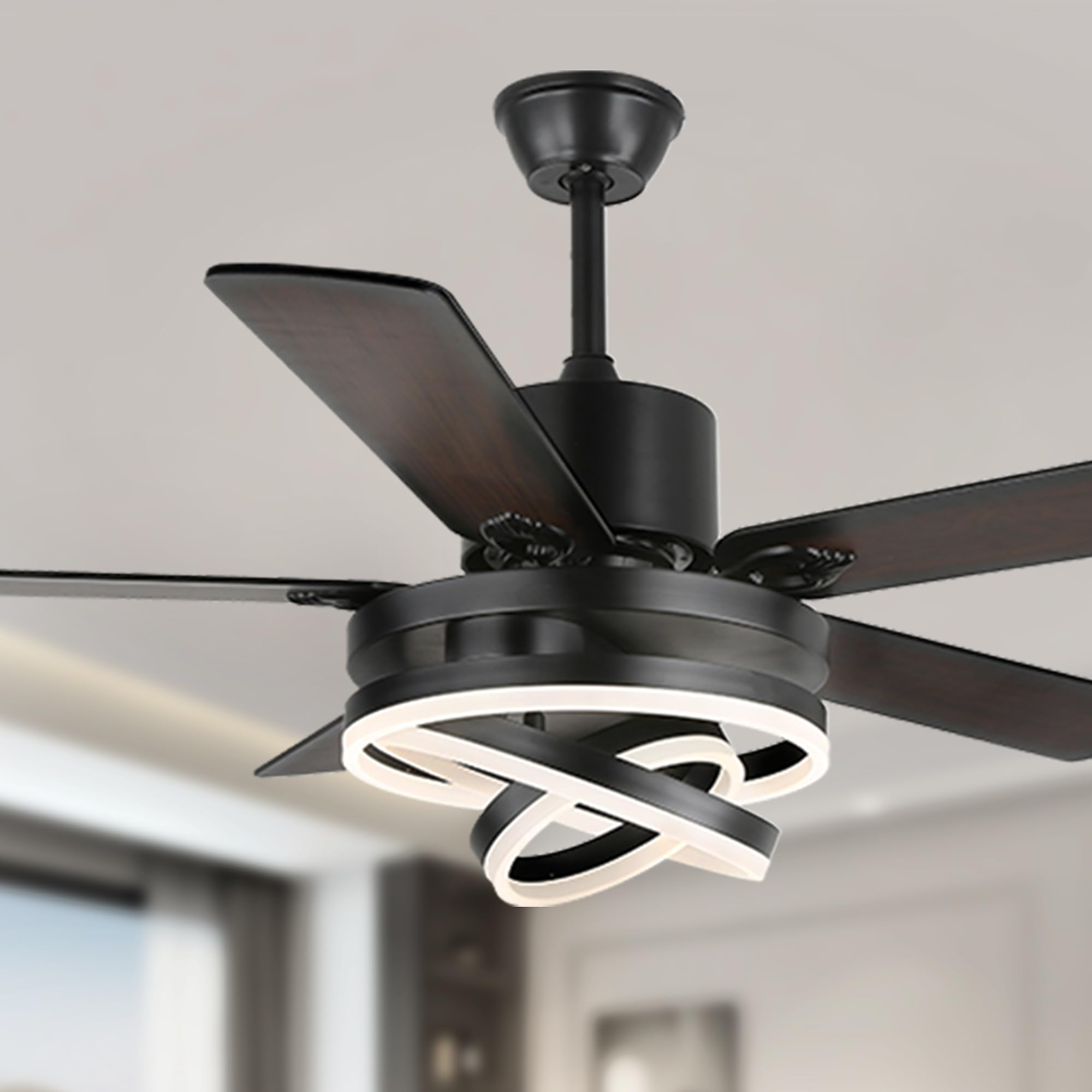 Amazon.com: Oaks Aura 52" Chandelier Ceiling Fan with Lights and Remote ...
