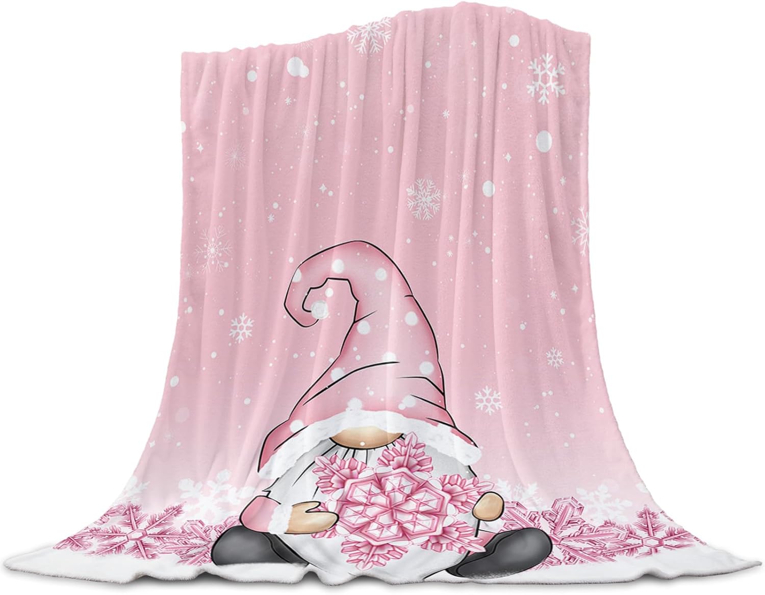 Amazon.com: LEOKOTI Pink Gnomes Christmas Throw Blanket Flannel Fleece ...