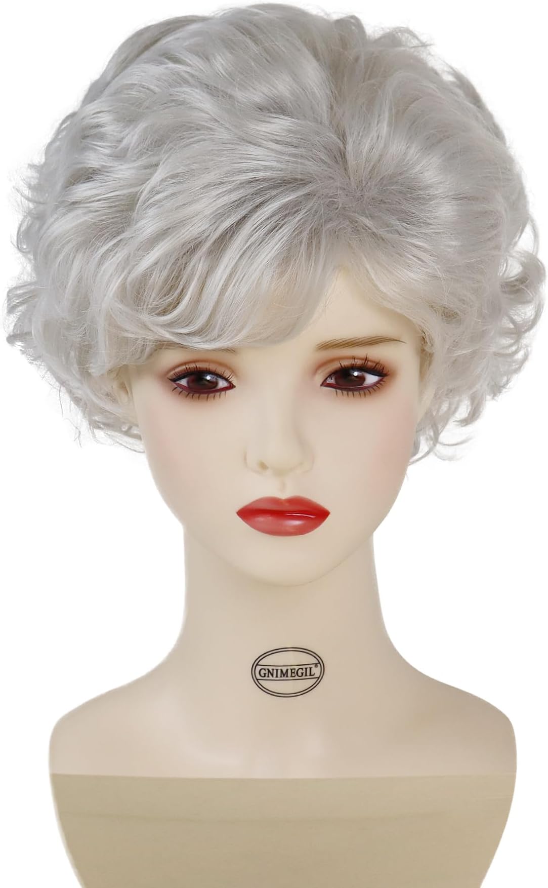Amazon.com : GNIMEGIL Synthetic Hair Realistic Light Grey Short Wig for ...