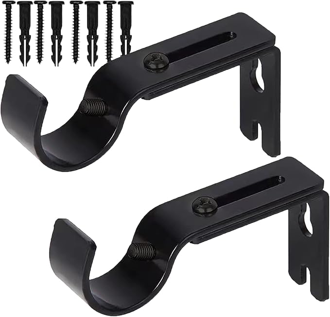 Amazon.com: Premium Curtain Rod Brackets - 2 Pack Adjustable Wall ...