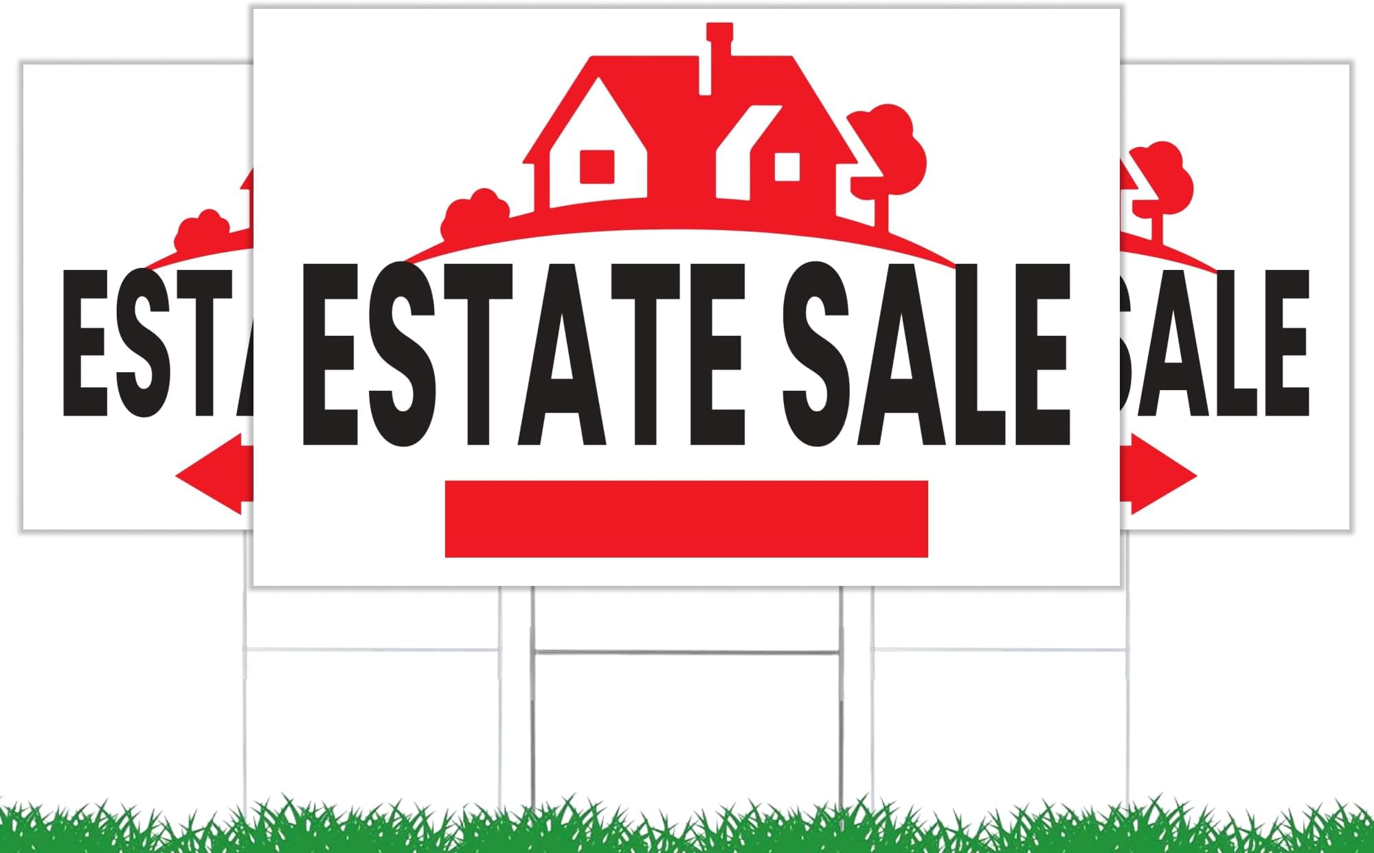Amazon.com: 8x12 Inch 3X Double Sided Estate Sale Signs - Estate Sale ...