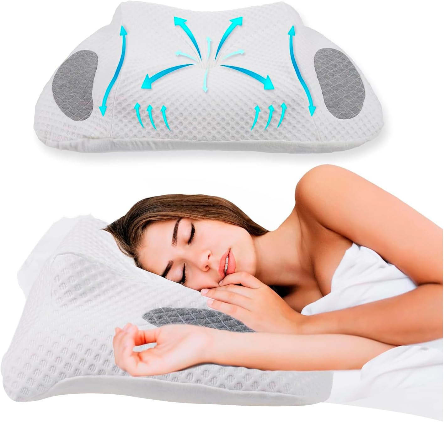 Amazon.com: TailsUp Cervical Neck Pillow Neck Pain Relief, Adjustable ...