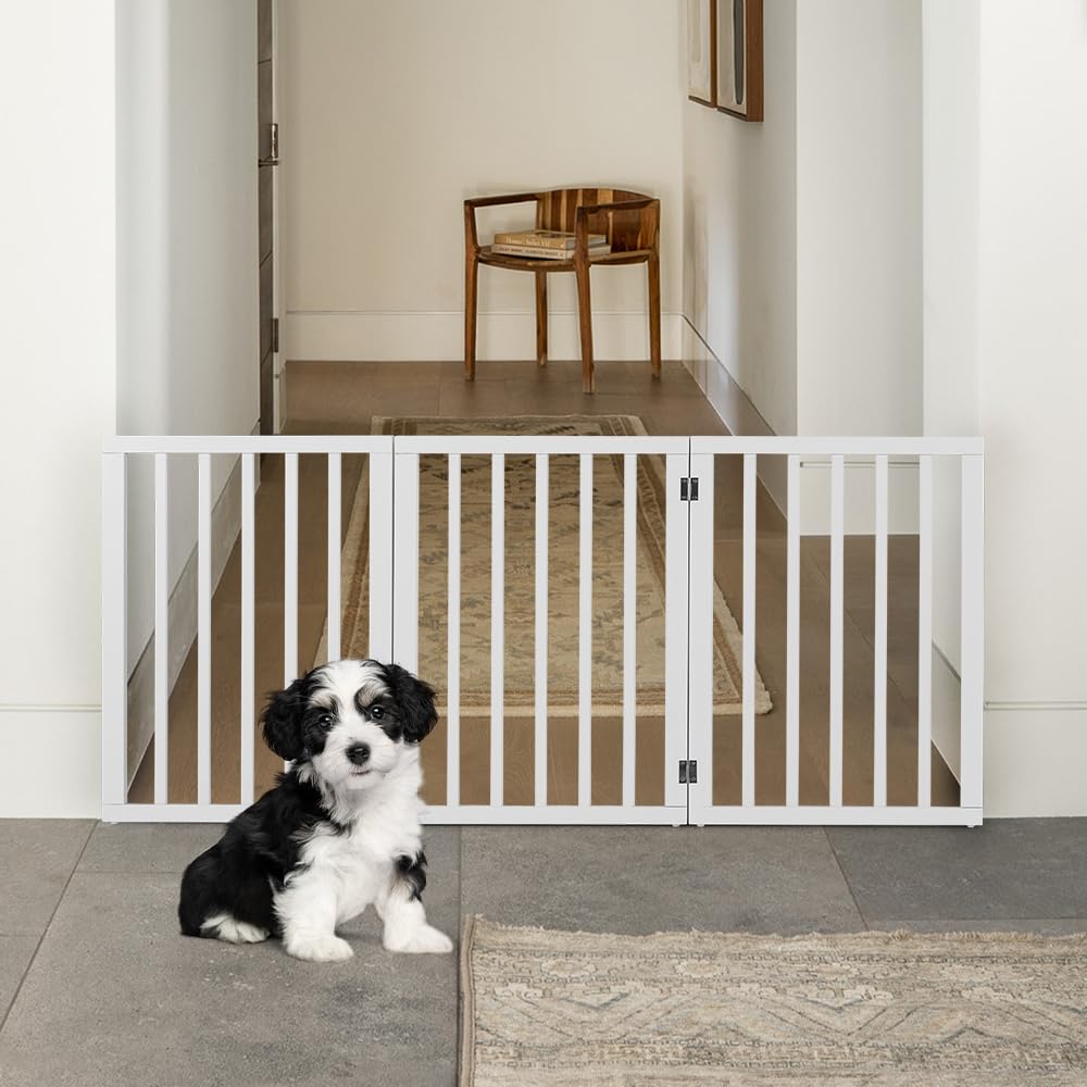 Petzly Foldable Dog Gate, Freestanding Pet Gate for Puppy Small Dogs ...