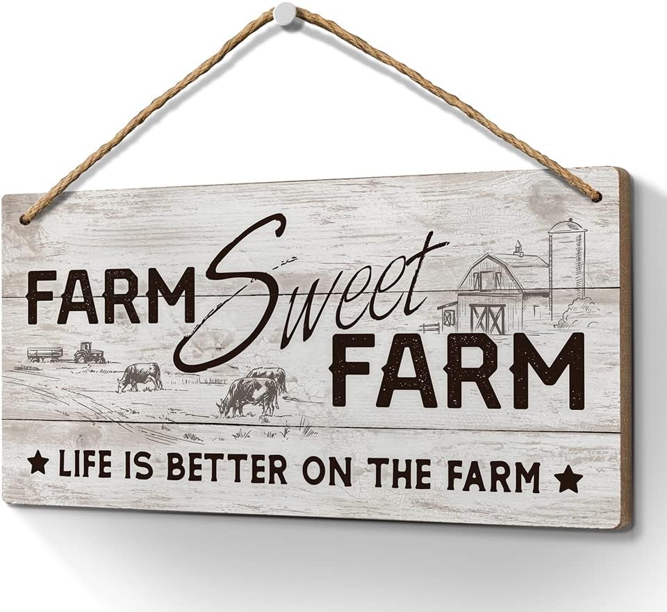 Amazon.com: Farm Sweet Farm Sign 6x12 Inch Rustic Farm House Wall Decor ...