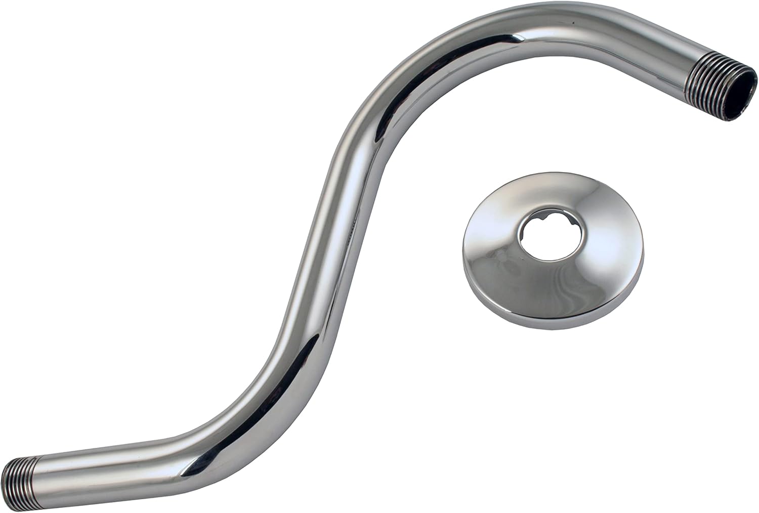 Westbrass 1/2" IPS x 8" S-Shaped Shower Arm and Flange, Polished Chrome ...