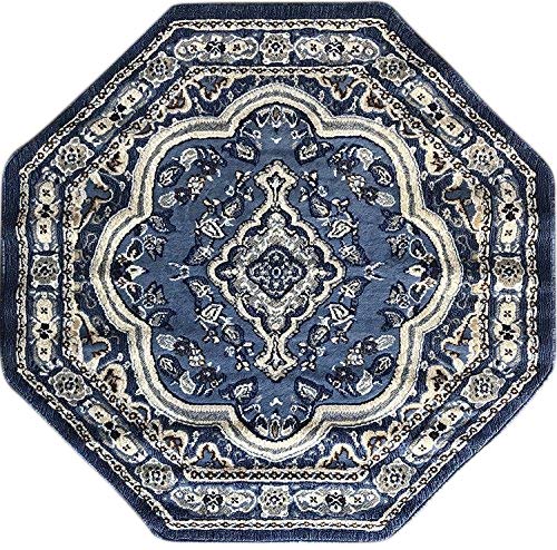 Amazon.com : EMIRATES Traditional Octagon Rug Light Blue Grey Brown ...