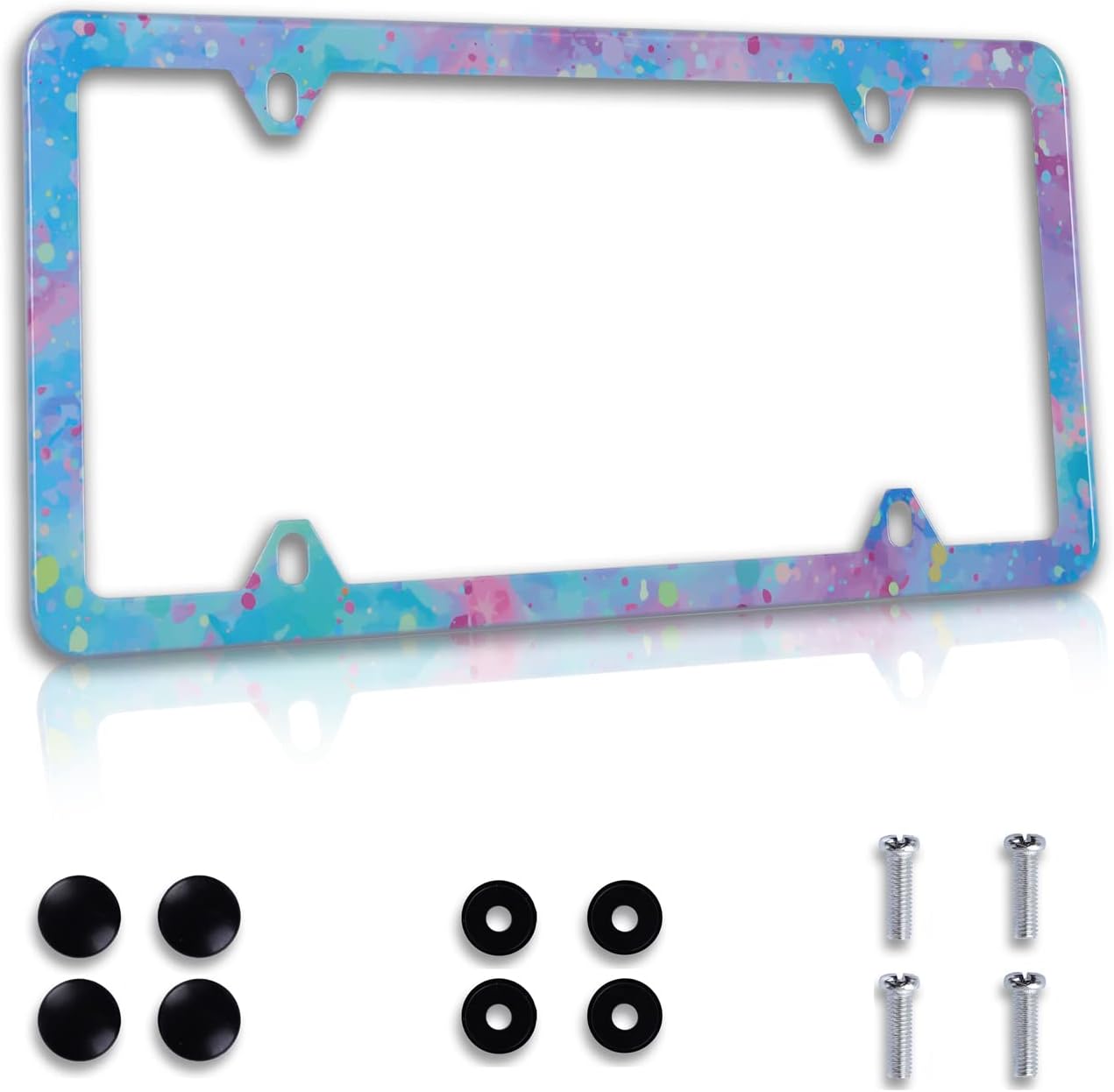 Amazon.com: Rainbow Fantasy Gradient Splash Colorful License Plate ...