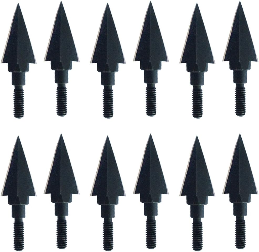 12pcs Steel Arrowheads Broadheads Hunting Tips Points Archery Screw ...
