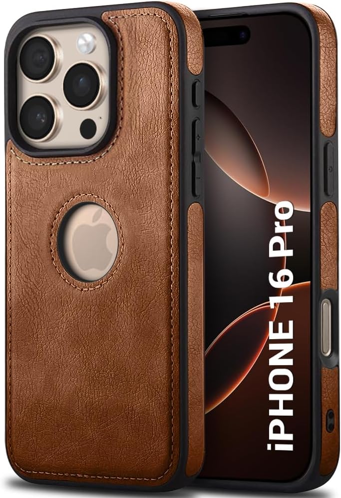 TheGiftKart Genuine Leather Finish Back Cover Case for iPhone 16 Pro ...