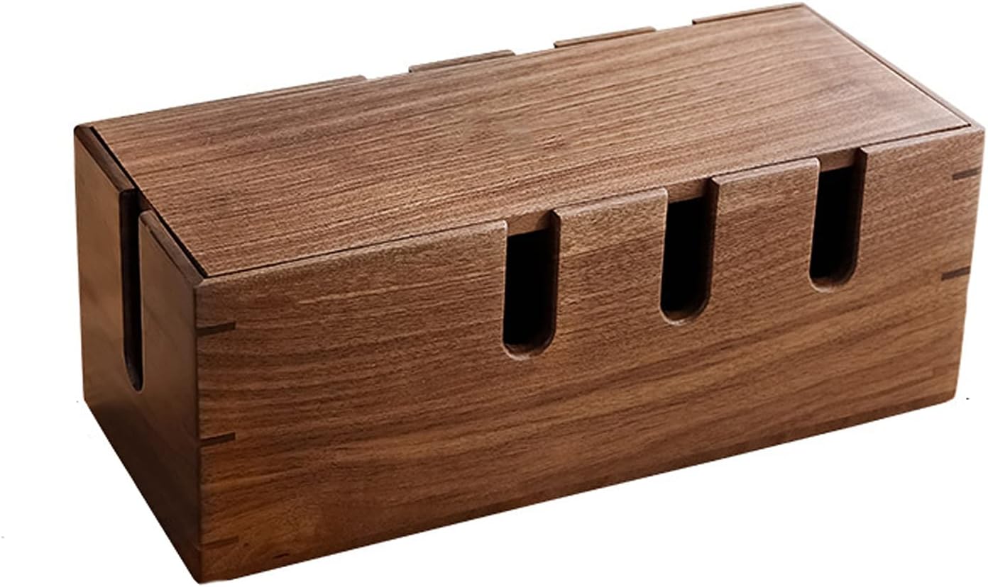 Amazon.com: Cord Management Box Wooden Power Cord Storage Box Desktop ...