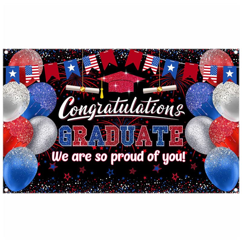 ZTHMOE 72x43inch Fabric 2024 Congrats Graduation Backdrop We are So ...