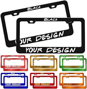 Amazon.com: 2 PCs Custom Front License Plate Frames, Add Your Design ...