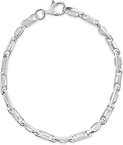 Amazon.com: Olive & Chain 925 Sterling Silver Heshe Link Chain Bracelet ...