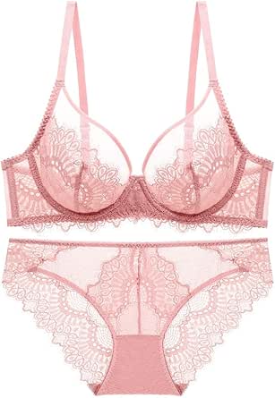 YUYUFA Ropa Interior de Encaje for Mujer, Sujetador Superior Transparente Ultrafino, Pechos ...