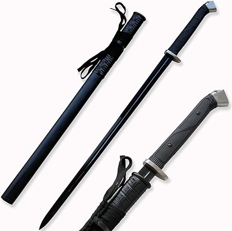 Amazon.com : Japanese Tactical Katana Sword Black Sharp Blade Samurai ...