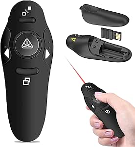 Wireless Presenter Presentation Clicker with Red Light Pointer, 2.4GHz ...