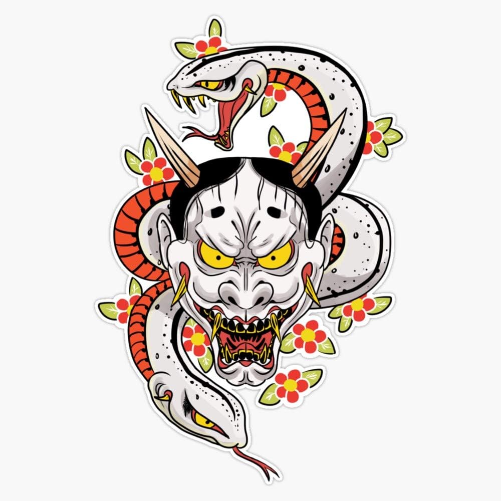 Amazon.com - Mad Dog's Hannya Vinyl Waterproof Sticker Decal Car Laptop ...