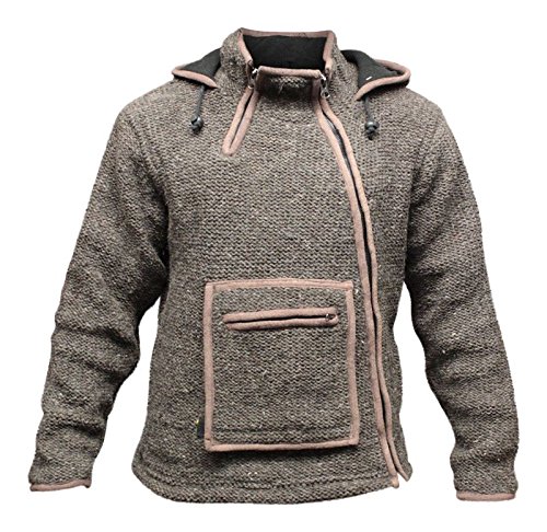 Buy Shopoholic Fashion Mens Kangaroo Pocket Wool Jacket [Brown,L] at ...