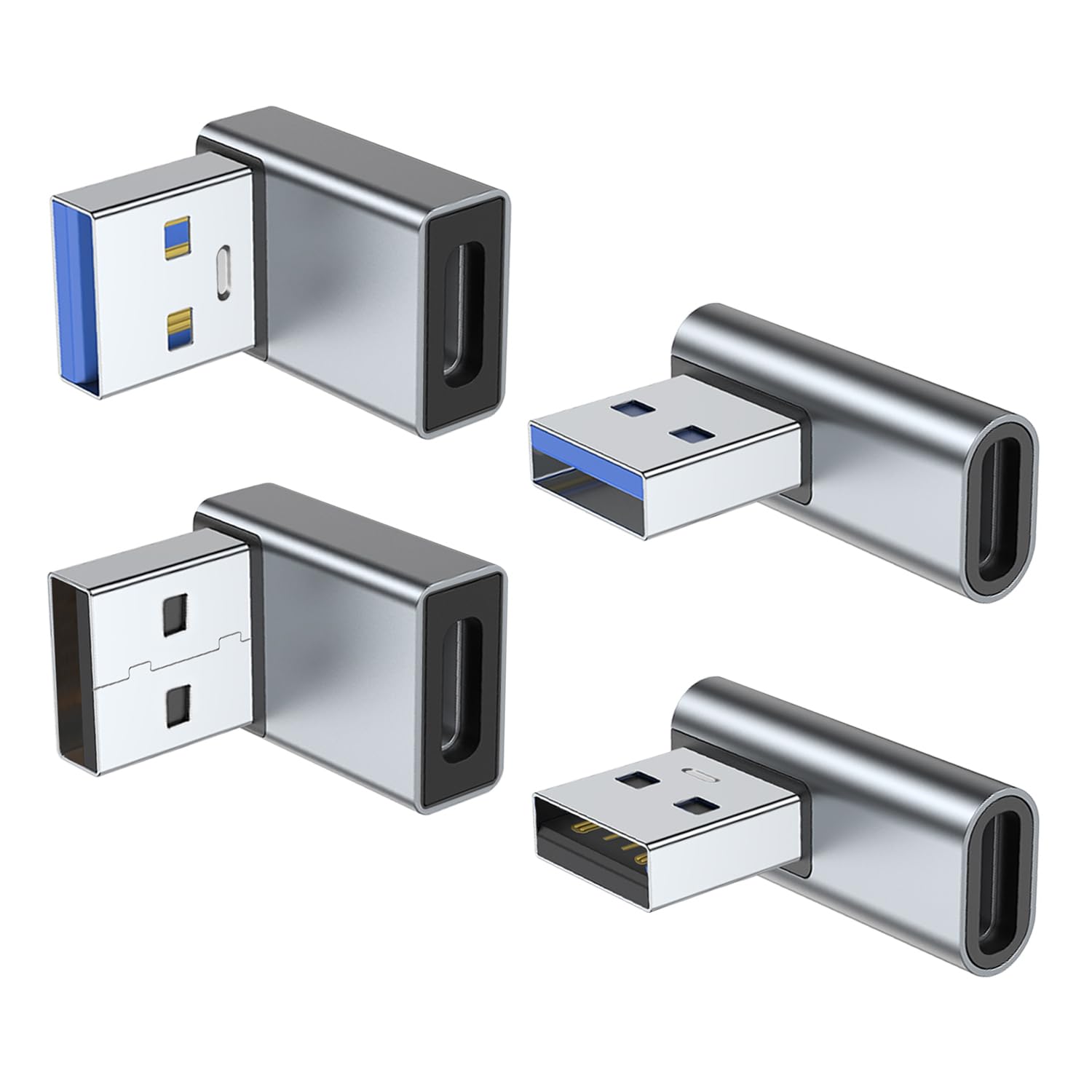 Snapklik.com : AreMe 90 Degree USB To USB C Adapter 4 Pack, Up And Down ...