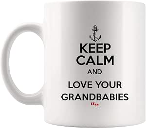 Amazon.com: Keep Calm Love Your Grandbabies Grandma Grandpa Mug Coffee ...