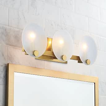 MOTINI 3-Light Gold Wall Sconce Brushed Brass Bathroom Vanity Light ...