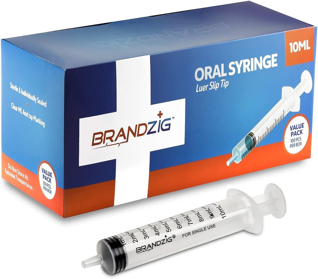 Amazon.com: 10ml Oral Syringes - 100 Pack – Luer Slip Tip, No Needle ...