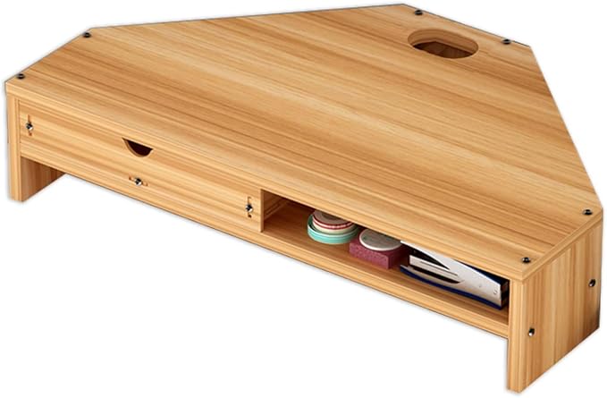 C'ESTBON Double Layer Wooden Corner Monitor Stand, Triangle Monitor ...