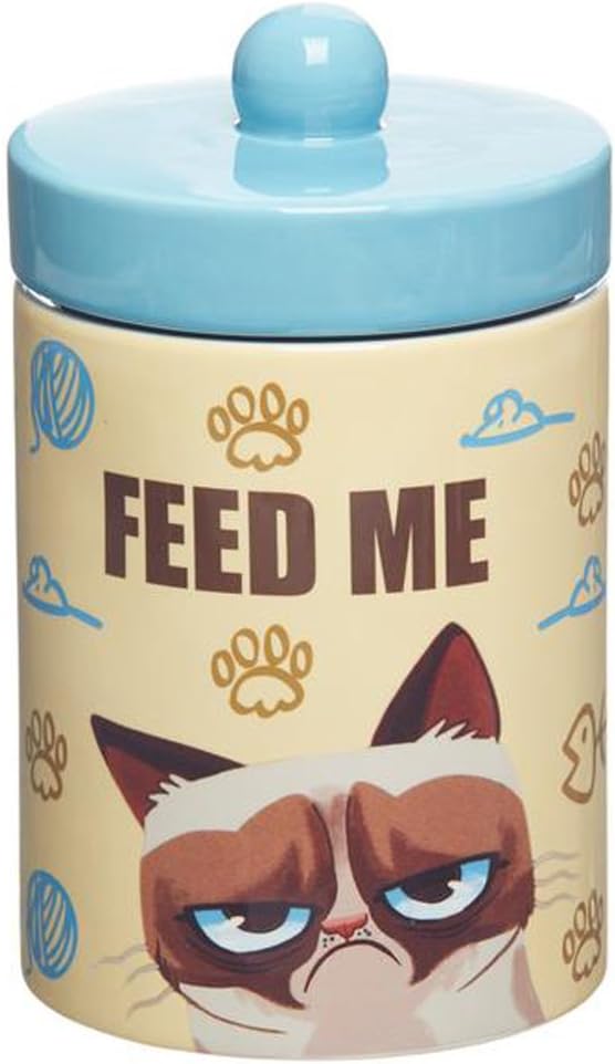 Amazon.com: Grumpy Cat Cat Treat Jar- "Feed Me": Home & Kitchen