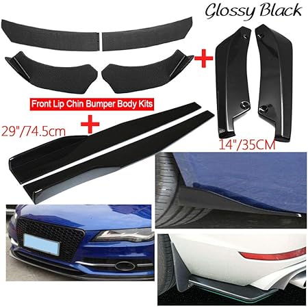 Amazon.com: Evargc 【US Stock】Universal Car Front Bumper Lip Spoiler ...