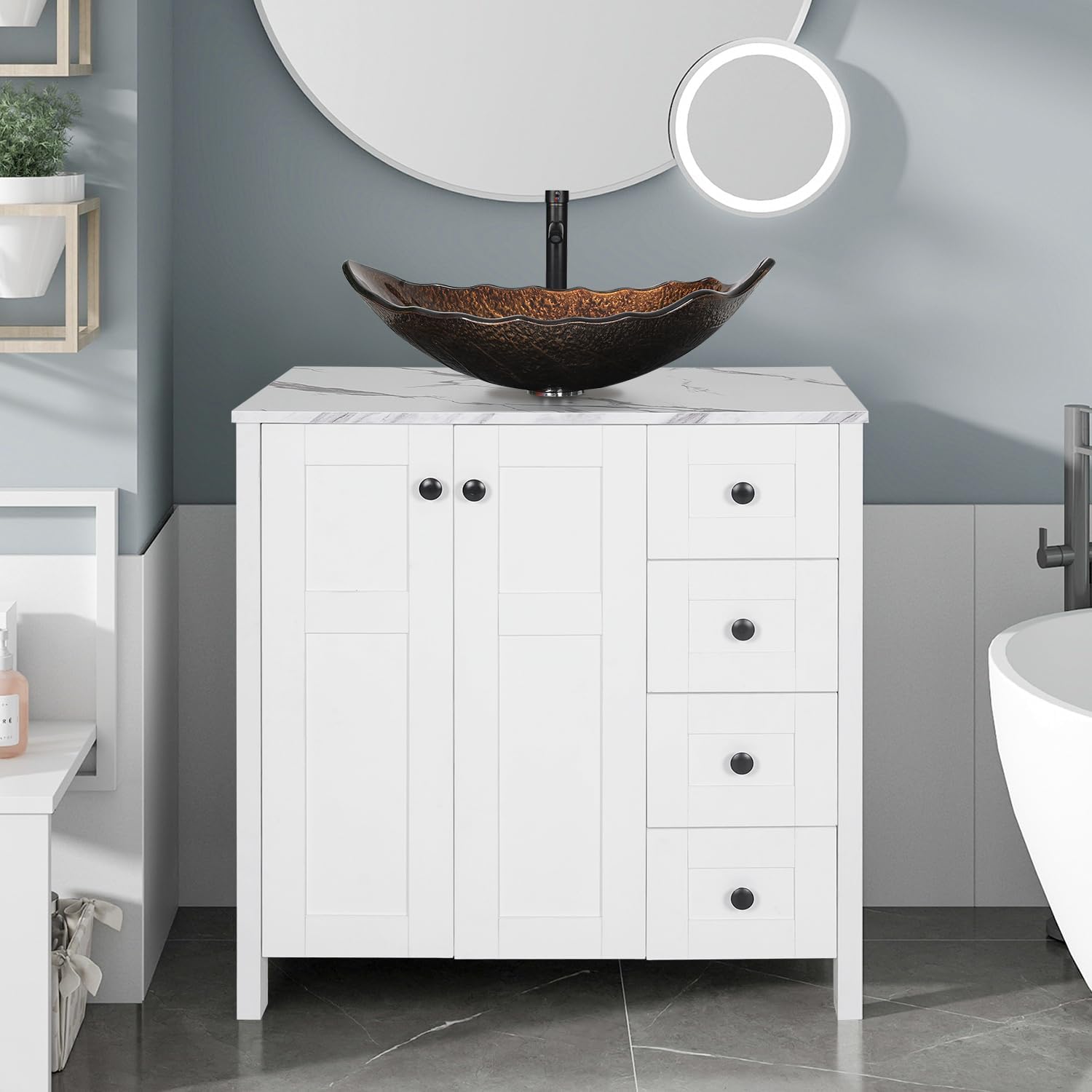 Puluomis 32-Inch Traditional Bathroom Vanity Set in White Finish ...
