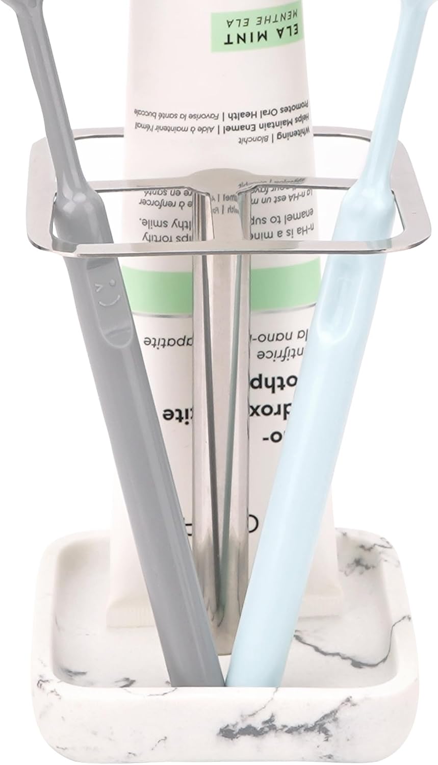 Amazon.com: DODAMOUR Stainless Steel Toothbrush Holder with Marble ...