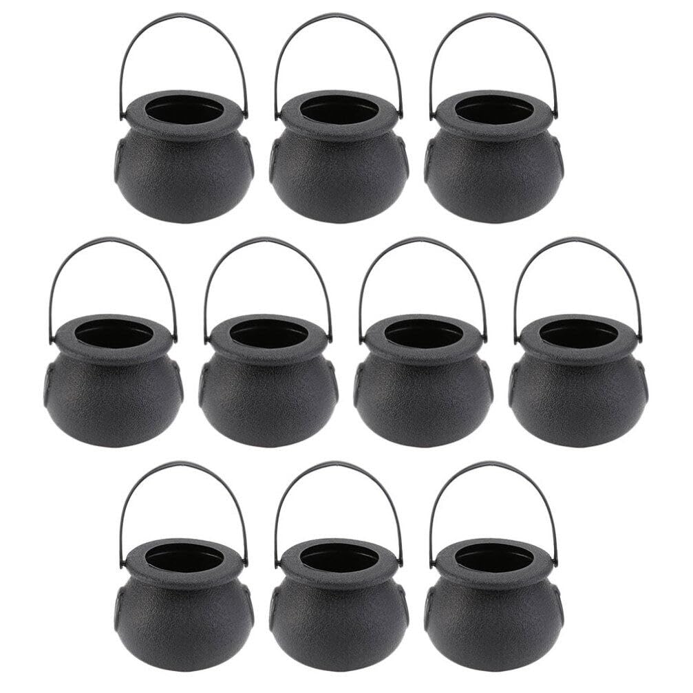 Amazon.com | MAGICLULU 10PCS Halloween Mini Candy Kettles Black Plastic ...