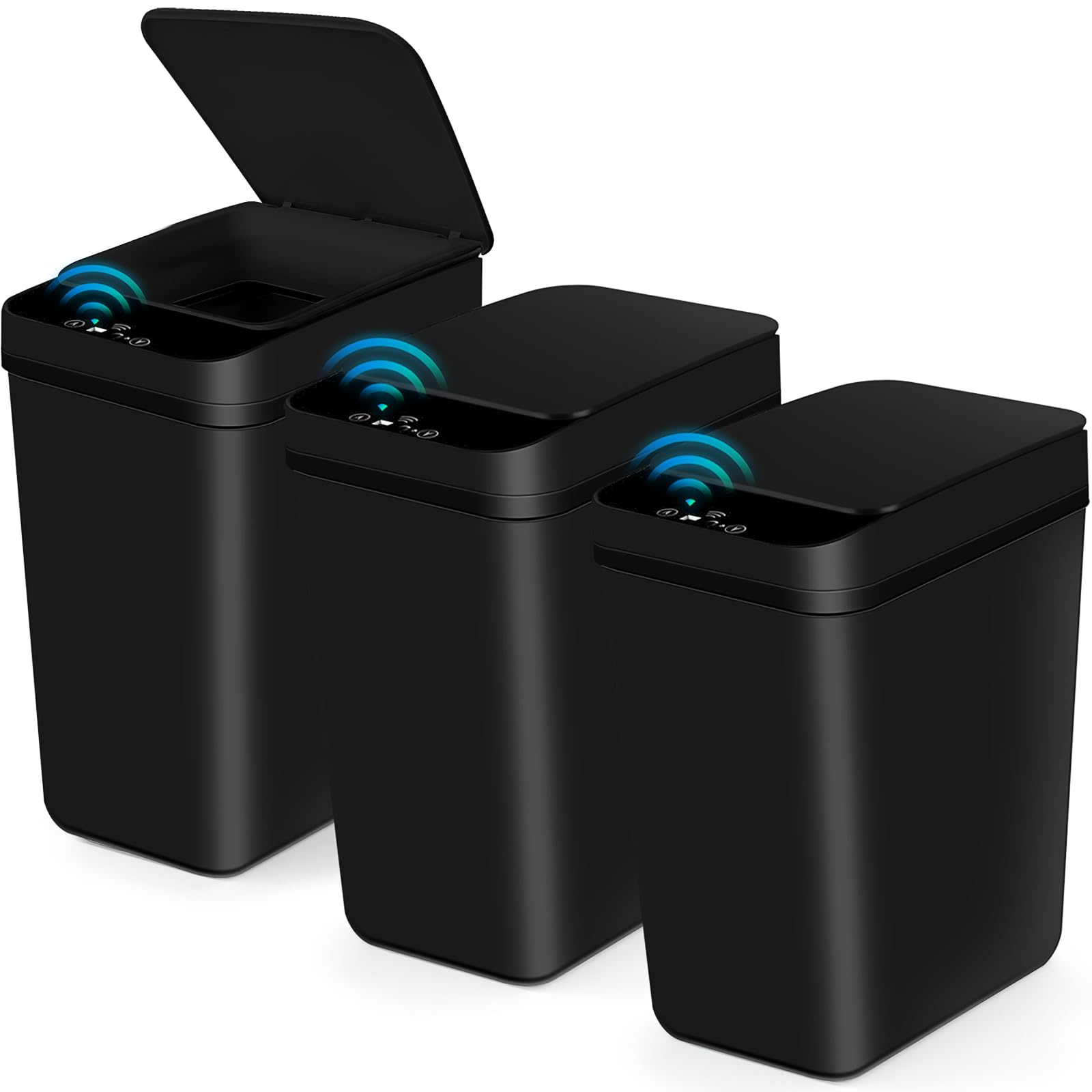 3 Pack Automatic Small Bathroom Trash Can with Lid - 3 Gallon Touchless ...