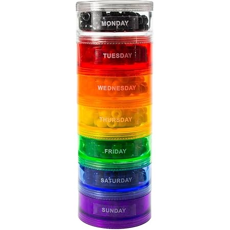 Amazon.com: SUPVOX 1 Set Cylinder Stackable Pill Box Round Weekly Pill ...