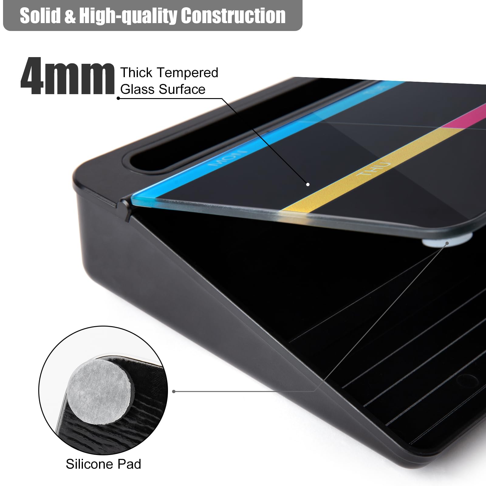 Snapklik.com : Varhomax Glass Weekly Dry Erase Desk White Board Black ...