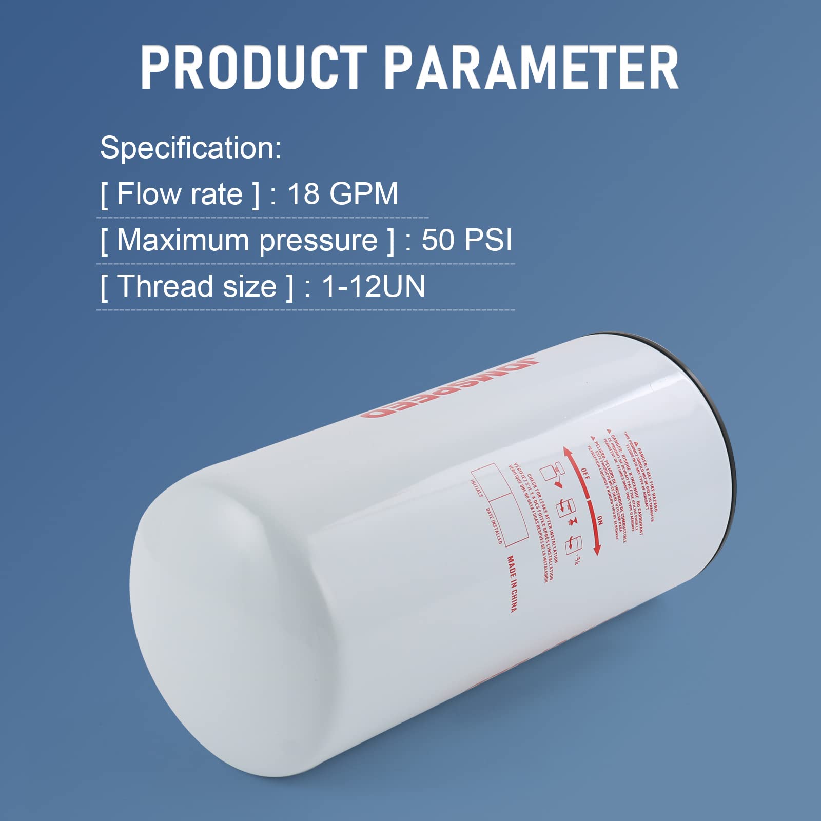 DICMIC F4030PM0 Fuel Filter Element Spin-on Particulate 1â€? 40 GPM 151 ...