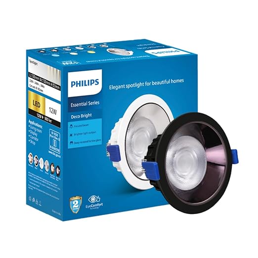 PHILIPS 12 Watt Black Body with Black Reflector LED Ceiling COB Round ...