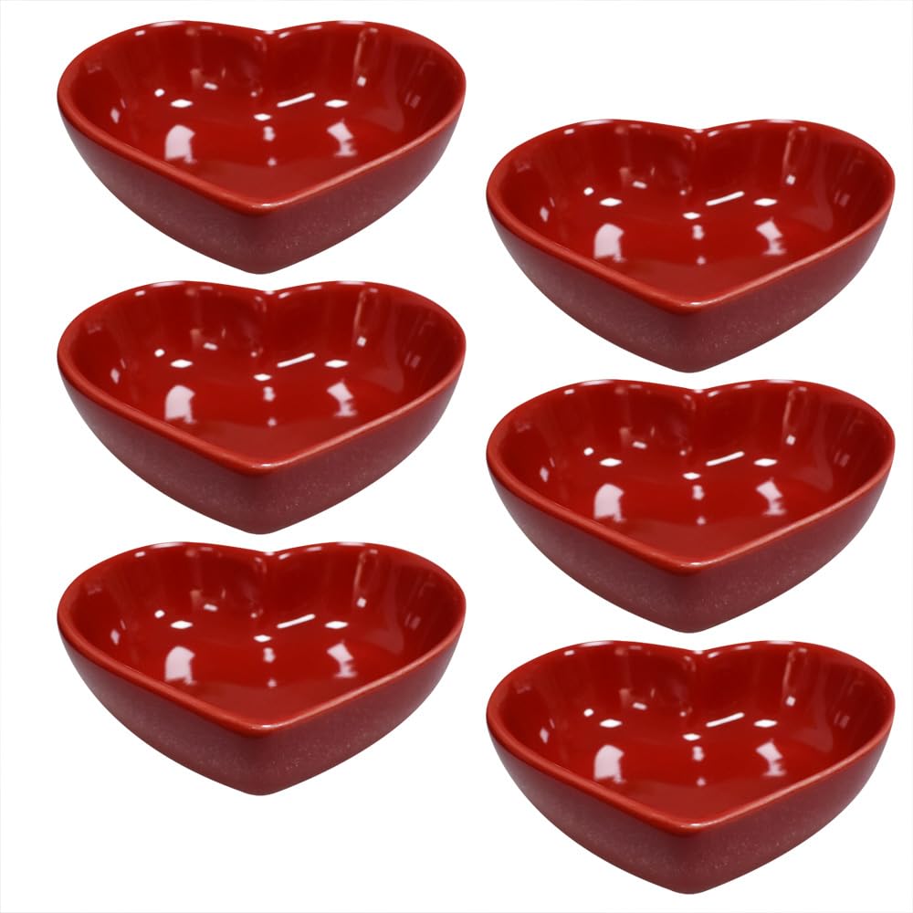 Amazon.com: Albedel Red 6 pcs Heart Shaped Porcelain Soy Sauce Dish ...