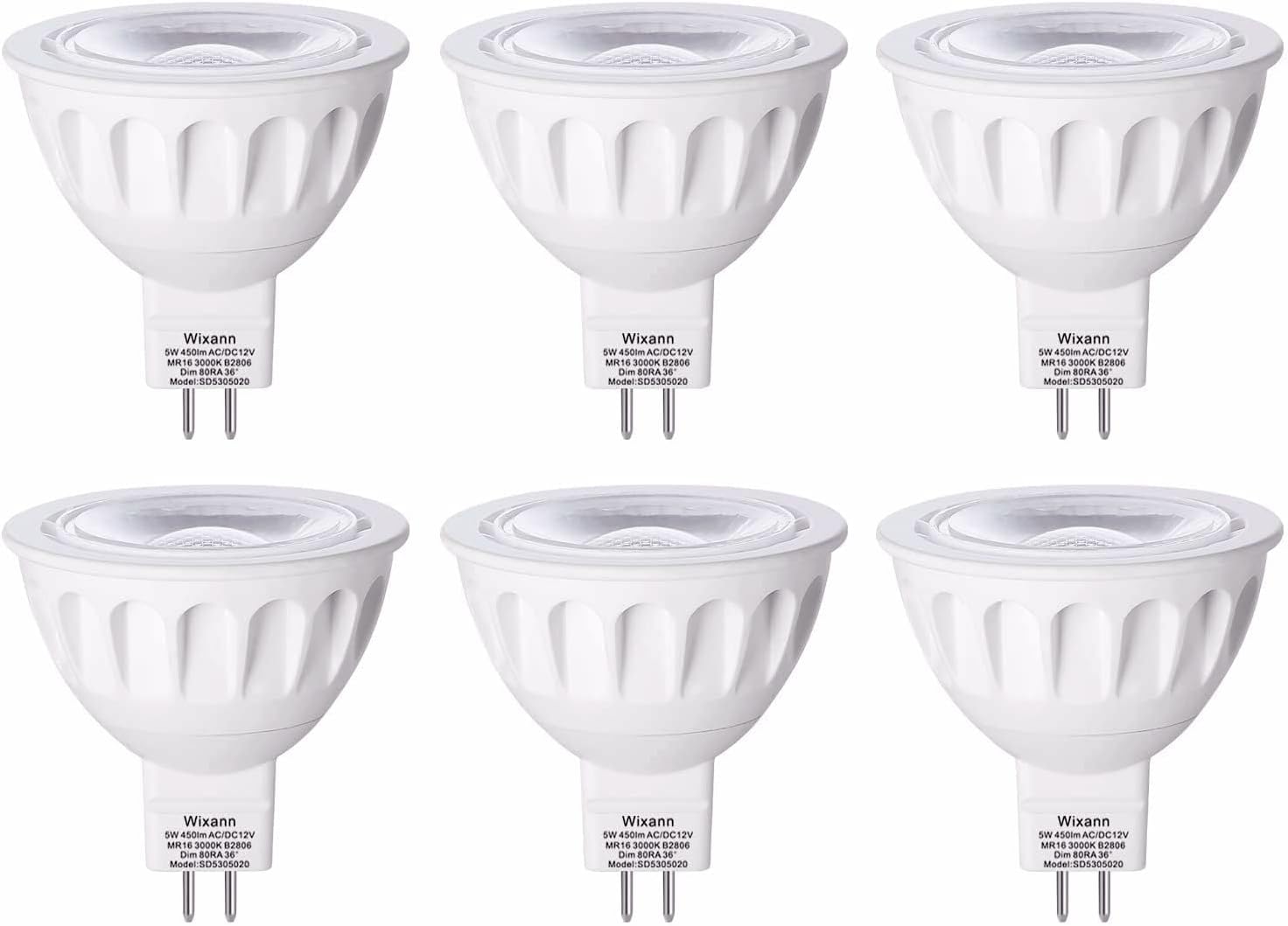 Amazon.com: MR16 LED Bulbs Dimmable, 5W 3000K Soft Warm White, 450LM ...