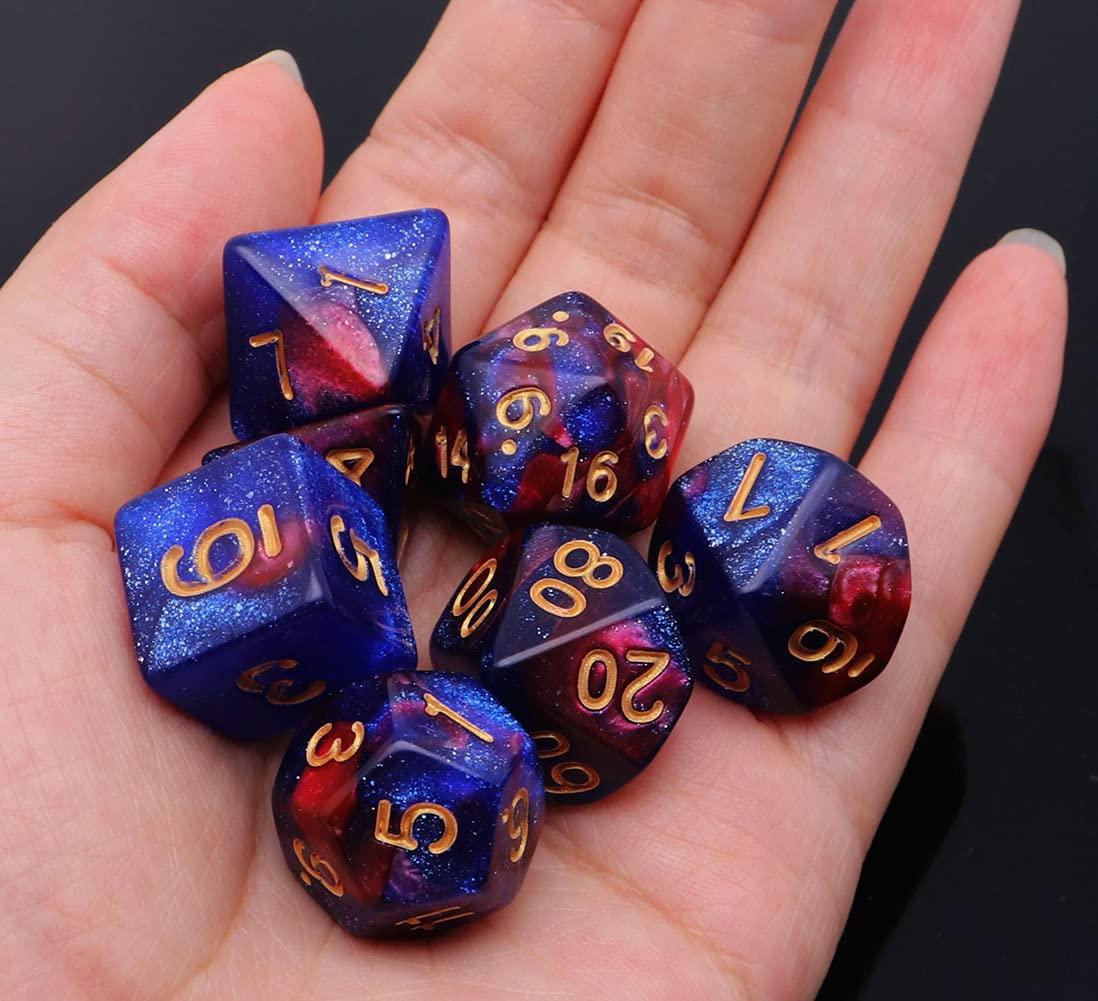 Snapklik.com : Blue Mix Red DND Glitter Dice Set For Dungeon And ...
