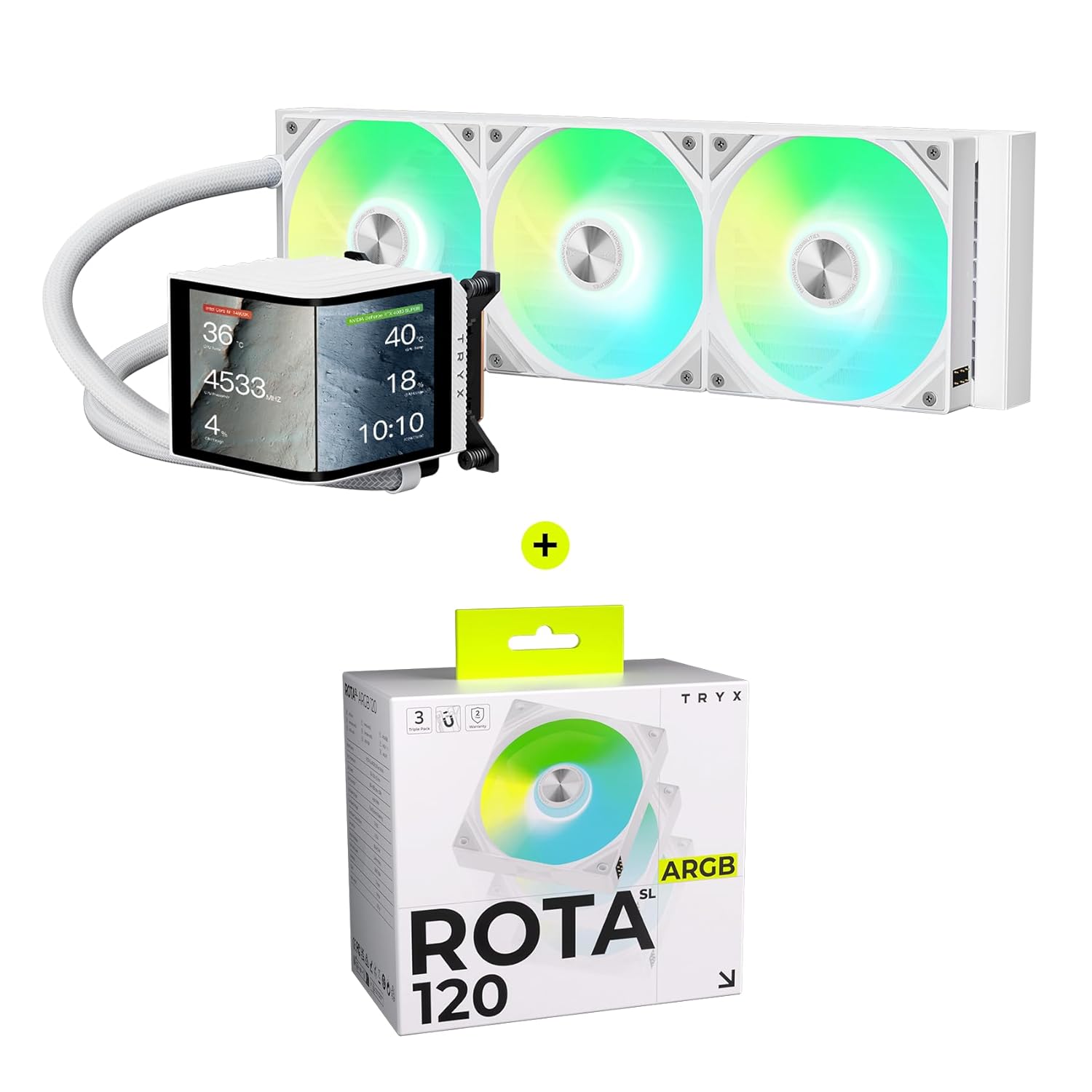 TRYX Panorama 360 ARGB White Curved Screen 360mm AIO and ROTA SL ARGB ...