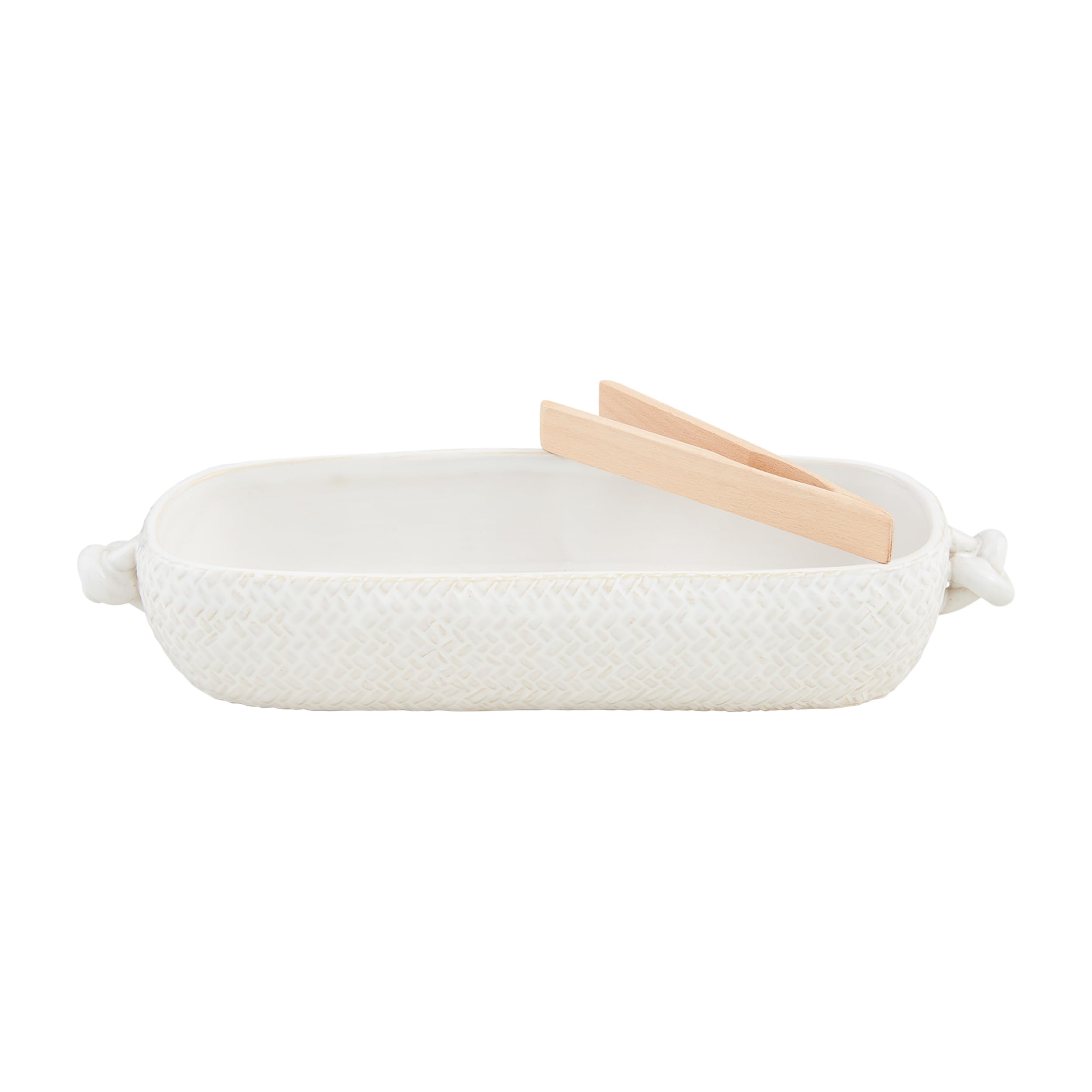 Amazon.com: Mud Pie Ceramic Bread, bowl 4 1/2" x 12" | tongs 6 1/2 ...
